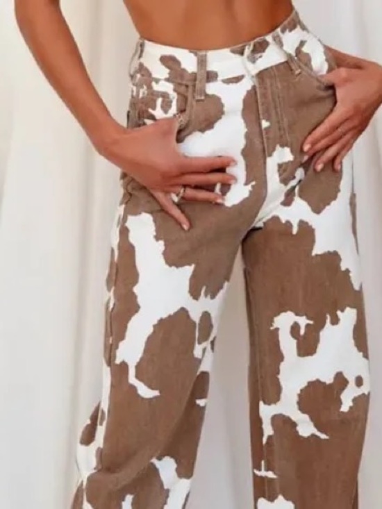 12th Tribe | Jeans | 2th Tribe Tan And White Cow Spot Denim Skirt ...
